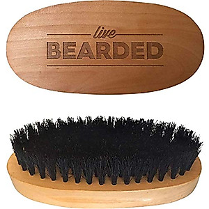 Live Bearded: Premium All-Natural Boar Bristle Beard Brush - Real Wooden Handle - Supports Beard Hair Growth, Style Control and Oil Production - Tames Big and Wild Beards - Easily Daily Grooming