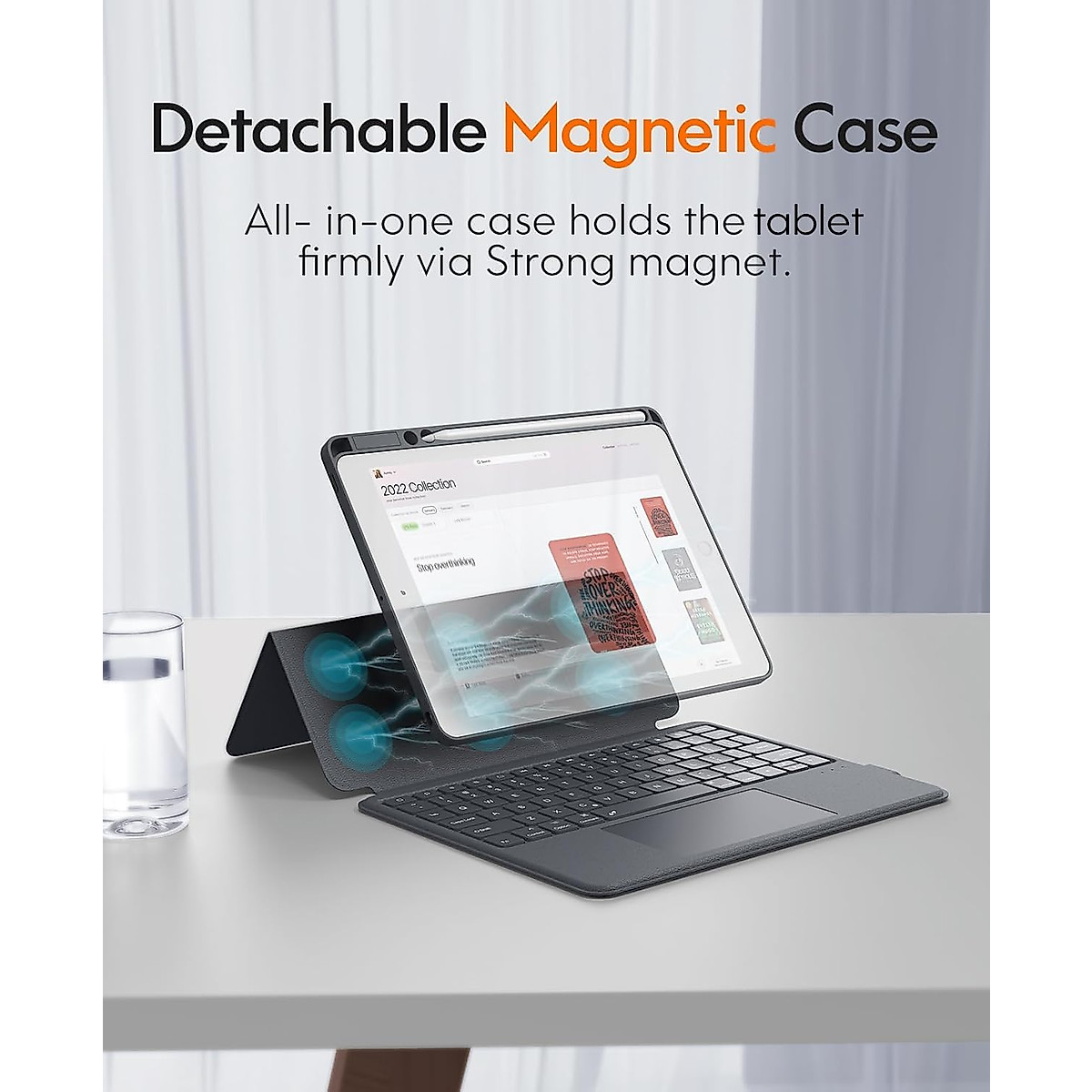 CHESONA for iPad Pro 11 Inch Case with Keyboard (M4) 2024, Magnetic Detachable Keyboard with 7-Color Backlit, 2 Bluetooth Channels, Touchpad & Pencil Holder, Precise Cutouts Case for iPad Pro 11 inch