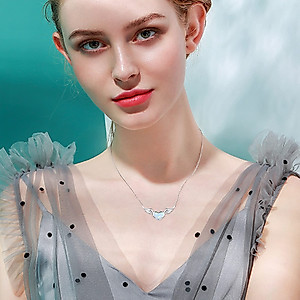 Angel Wings Necklace for Women 925 Sterling Silver Opal Angel Wings Necklace Guardian Angel Wings Necklace Opal Necklace Jewelry Gifts for Women