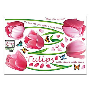 fanmaosdf Flower Wall Sticker,Flower Tulip Removable Wall Sticker DIY Decal Living Kids Room Decor