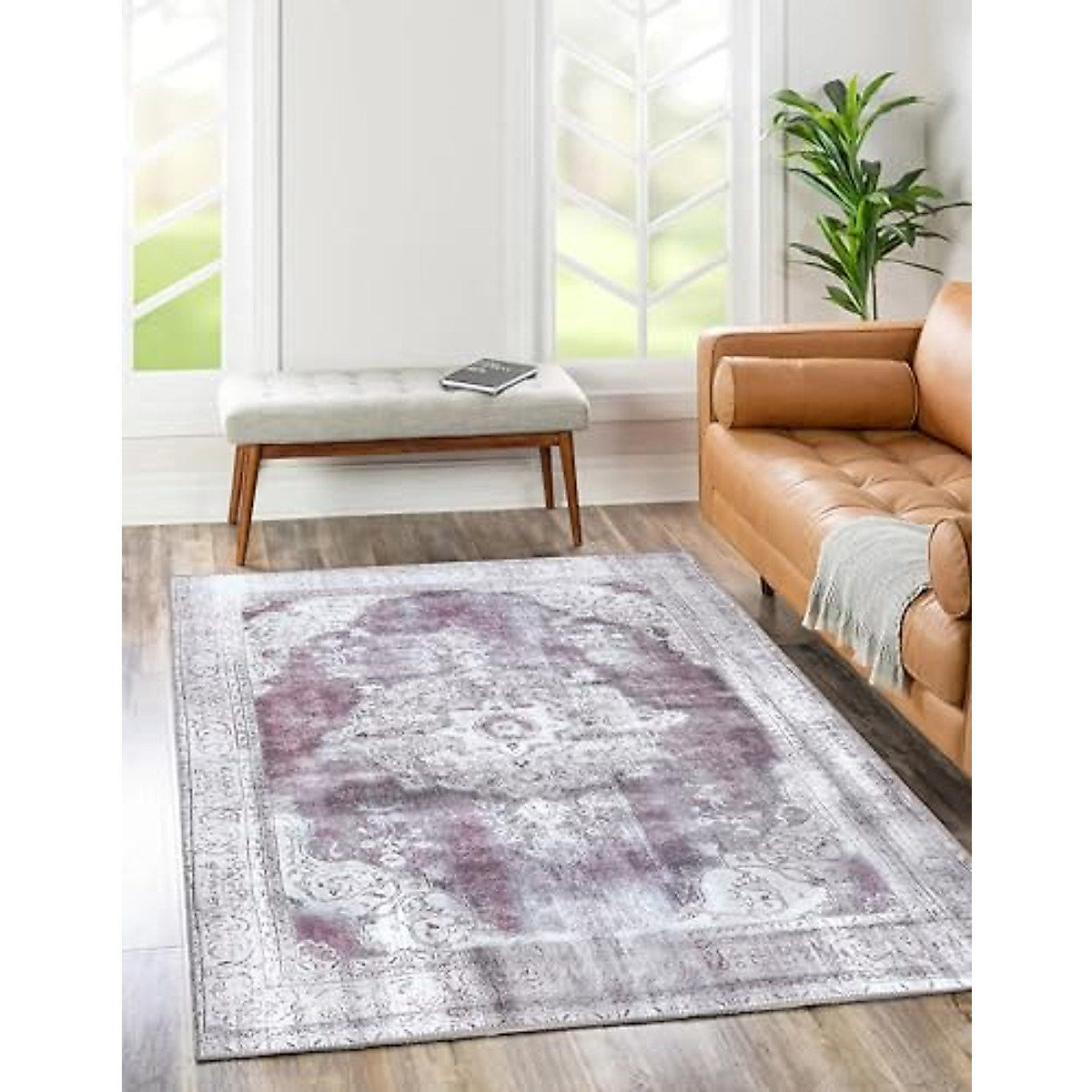 Home Culture Machine Washable Runner Rug (2'6''x7'5'') for Entryways, Doorways, Livingroom, Low Pile Rug, Pet Friendly, Rose