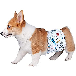Pet Soft Washable Dog Diapers - Male Dog Belly Bands Diapers for Doggy, Washable Male Dog Belly Wraps 3Pack(S, Space)