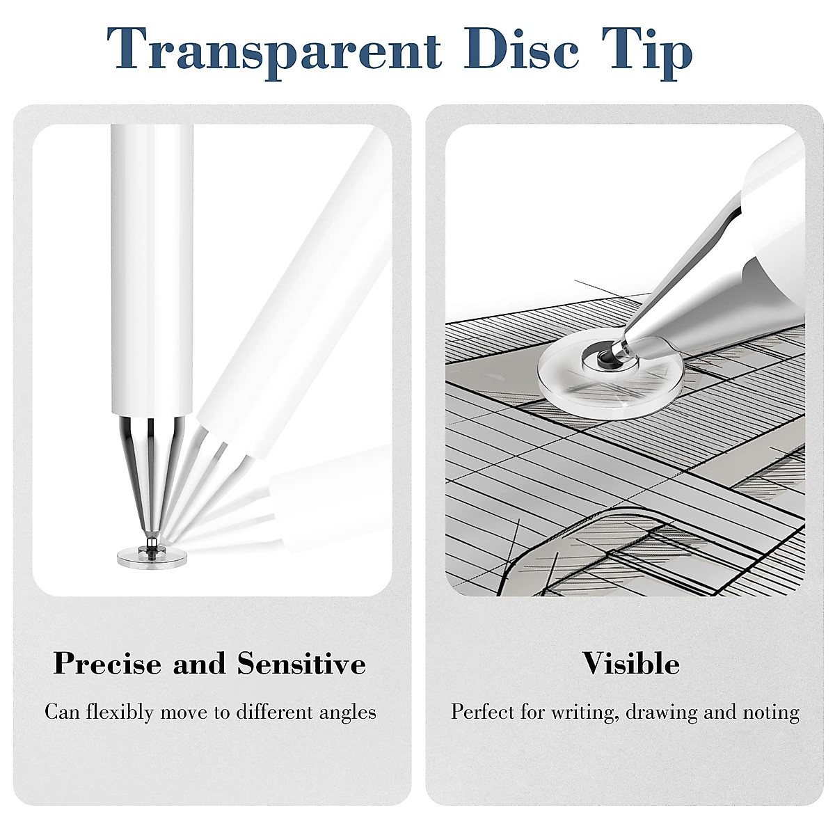 MEKO Magnetic Disc Stylus for iPad Pencil Compatiable with All Touch Screen Devices Including Smart Phones, Computers, Tablets (2-Packs Stylus Pen with Acessories)