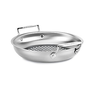 All-Clad Outdoor Stainless Steel Round Basket 11 Inch Oven Broiler Safe 600F Pots and Pans, Cookware Silver