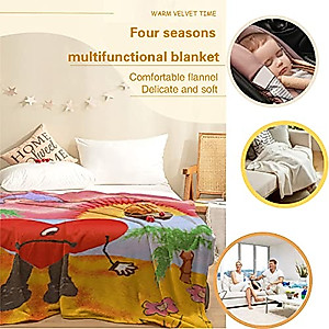 Bad Cute Bunny Cartoon Blanket, Ultra Soft Cozy Luxury Fuzzy Fleece Throw Blanket for Couch Bed Sofa, Lightweight Warm Plush Blankets Bedding for All Season 80"X60"