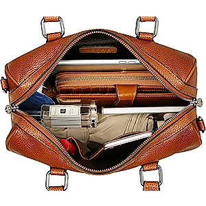 HESHE Genuine Leather Purses for Women Satchel Handbags Designer Ladies Shoulder Bags Cross Body Purse(Sorrel)