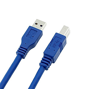 Bluwee USB 3.0 Cable - Type A-Male to Type B-Male - 2 Feet (0.6 Meters) - Round Blue
