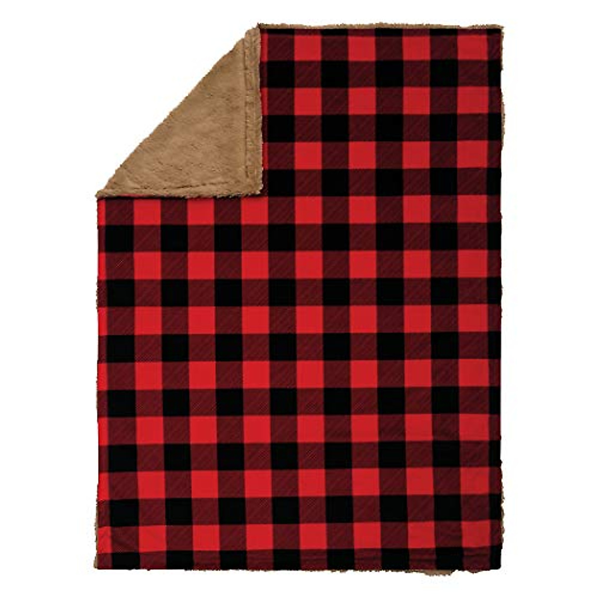 Pink Plush Buffalo Check Plush Baby Blanket-Buffalo Check Plush, Brown Back, Red, Black, Brown, 30 in x 40 in