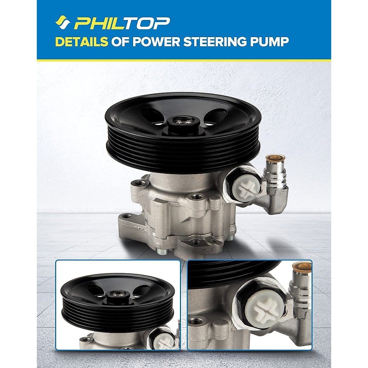 PHILTOP 21-5294 Power Steering Pump Fit For ML320 1998-2003 3.2L, ML430 1999-2001 4.3L, ML55 AMG 2000-2003 5.5L Power Steering Pump with Pulley
