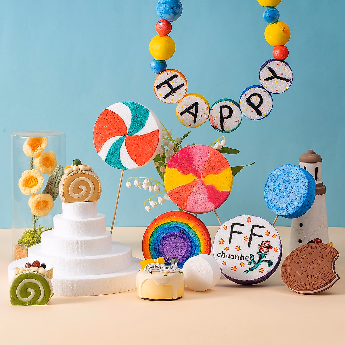 FFchuanhe 14 Pack Crafts Foam Circles 3 inch, Polystyrene Round Foam Discs (3×3×1in) for DIY Projects, Decorations, Modeling, Christmas Decoration