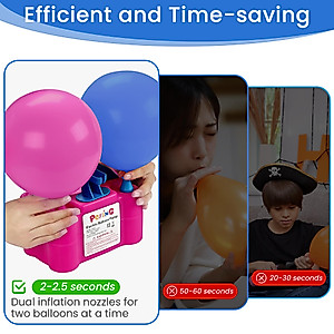 PCFING Electric Air Balloon Pump and Balloon Tying Tool in One, Portable Dual Nozzle Electric Balloon Blower Air Pump Balloons Inflator with Tying Tool on Pump for Decoration, Party and Save Time