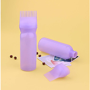 Yebeauty Root Comb Applicator Bottle, 2 Pack 6 Ounce Hair Oil Applicator Bottle for Hair Dye Bottle Applicator Brush with Graduated Scale- Purple