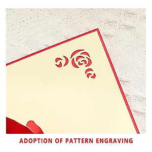 MUSCELL Valentines Pop-Up Red Rose Card, 3D Pop-up Greeting Cards, for Valentine's Day, Mothers Day, Fathers Day, Birthday, Anniversary, Graduation, Wedding, Size 5.9 x 3.93in