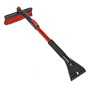 Motor Trend Ice Scraper with Extendable Handle and Rotating Brush Head - Tough Rubber Grip Snow Brush/Broom/Frost Remover for Car and Truck Windshields/Mirrors, Winter Storm Survival Kits