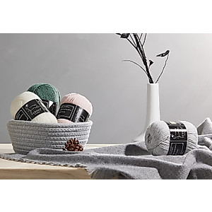 YUYOYE 100% Merino Wool Yarn for Crochet and Knitting, Fingering Weight, Luxurious Soft Handmade Knitted Yarn (06-Navy Blue)