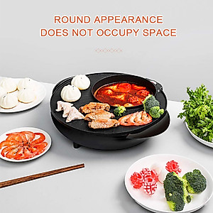 Soup N Grill Circular Edition Hotpot Grill Combo Indoor Korean BBQ, Shabu Shabu Electric Hot Pot with Divider, Portable with Free Strainer Scoops, Extra Long Chopsticks, Tongs, Cloths, Smokeless Grill