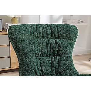 INMOZATA Rocking Chair Nursery Teddy Fabric Upholstered Glider Rocker with High Backrest, Modern Rocking Accent Chair for Nursery/Living Room/Bedroom(Green-Teddy)