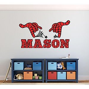 Custom Name Wall Decal - Kids Name Wall Decor - Sipider Theme Name Wall Sticker - Wall Decal for Boys Bedroom Room