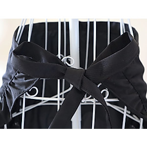 Black Waist Apron Vintage Ruffle Half Apron 1950s Retro Cute Apron for Women with Pocket