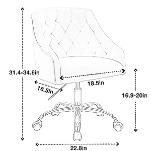 ANOUR Modern Home Office Chair,Velvet Adjustable Task Chair Computer Desk Chair for Kids, Swivel Armchair, Vanity Chair for Living Room Bedroom Study (Grey)