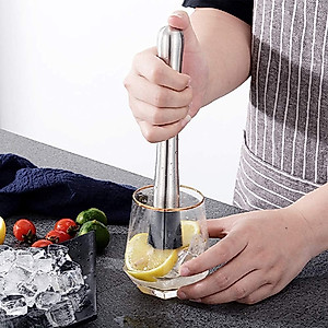 2PCS Muddler for Cocktails Set, 8" Drink Muddler Set Long Muddler Old Fashioned Stainless Steel Muddler Mojito Muddler Ice Crusher Bartender Tool for Bars Bartender Accessories Home Bar Tools Set