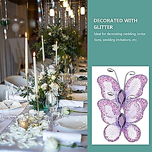 Sheer Mesh Wire Glitter Butterfly, Wedding Decorative Butterflies Decors with Gem, Craft Organza Butterflies for DIY Craft Wedding Home Decor, 50pcs