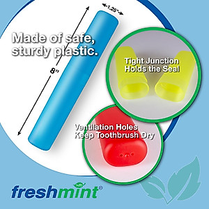 (Pack of 100) Freshmint Toothbrush 2 Piece Holder Individually Wrapped Variety of Colors (Yellow, Blue, Clear, Red)