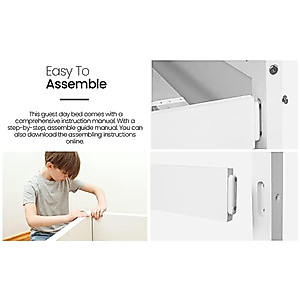 Hanway Twin Daybed with Two Drawers - White Solid Pine Wood Material - Extendable to King Size Bed Frame with Extra Storage Drawers – Elegant Furniture for Compact Rooms