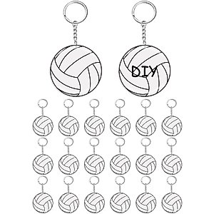 Taiyin Acrylic Volleyball Keychains Bulk Volleyball Party Favors for DIY Christmas Backpacks Gift Team(White,18 Pcs)