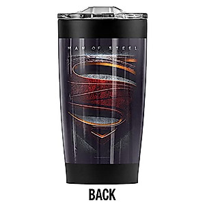 Logovision Superman Man of Steel Large Shield Stainless Steel Tumbler 20 oz Coffee Travel Mug/Cup, Vacuum Insulated & Double Wall with Leakproof Sliding Lid | Great for Hot Drinks and Cold Beverages