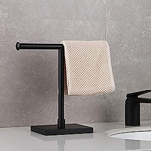 GERZWY SUS 304 Stainless Steel Hand Towel Holder Standing Tree Rack for Bathroom Vanities Countertop, Matte Black