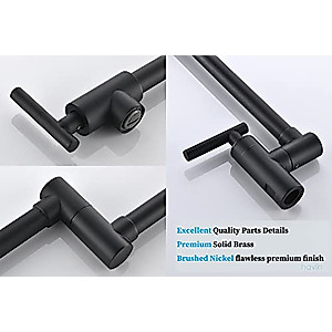 Havin Black Brass Pot Filler,Wall Mount Commercial Pot Filler Faucet,Brass Copper Material Kitchen Folding Faucet, in Wall Kitchen Faucet,Coffee Machine Faucet,Style A,Matte Black