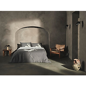 Calvin Klein - Queen Duvet Cover Set, Soft Cotton Sateen Bedding, Floral Home Decor (Orchid Charcoal Grey, Queen)