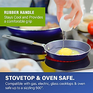 Granitestone Blue Mini Nonstick Egg Pan & Omelet Pan – 5.5” Single Serve Egg Nonstick/Skillet, Diamond Infused, Small Frying Designed for Eggs Pancakes, Non Toxic, Dishwasher Safe