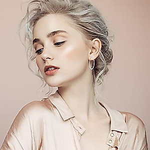 925 Sterling Silver Round Hoops Loops Earrings Paved Cubic Zircon Halo CZ Women Ear Jewelry (Hoop Earring 30MM)