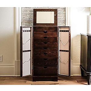 Alveare Home Port Fully Locking Jewelry Armoire, Chocolate