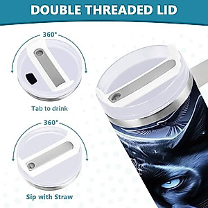 RPLIFE Mystic Panther Purple Rose Travel Coffee Tumbler, Stainless Steel Tumbler, Drinking Cups with Lids and Straws