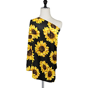 Sunflower Baby Car Seat Covers, Carseat Canopy Cover Nursing Cover Breastfeeding Scarf for Babies Stretchy Coverage, Infant Stroller Covers for Boys Girls