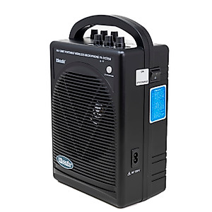 HISONIC HS120BT HL Portable PA System with Wireless Microphones and Lithium Rechargeable Battery and Car Cable Bluetooth Connected with Cell Phones and Pads Black