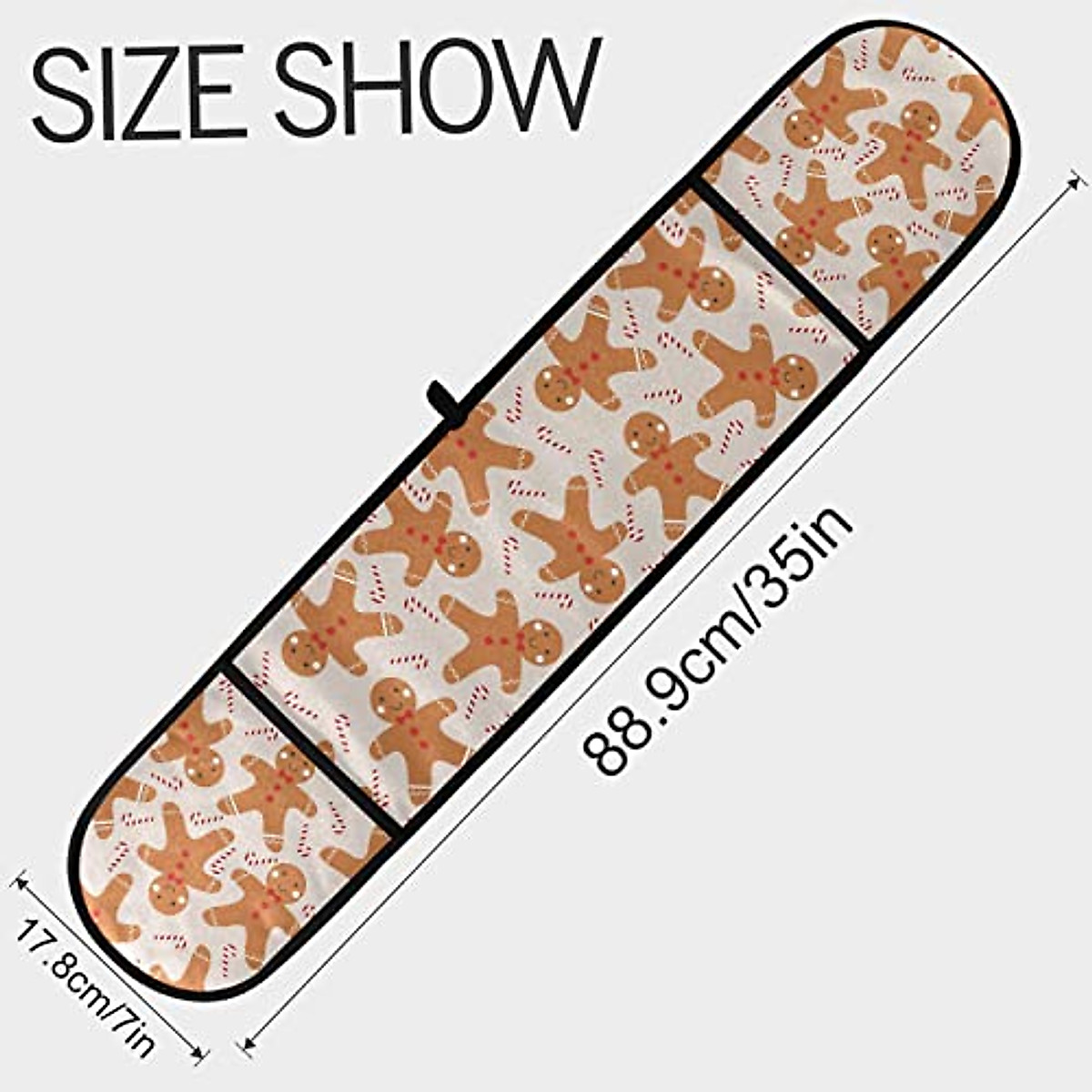 Christmas Pattern Bread Man Double Oven Mitts Heat Resistant Soft Cotton Lining Oven Mitts with Hanging Loop for Cooking, Baking, Grilling, 35" x 7"