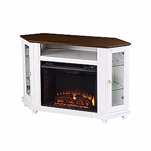 SEI Furniture Dilvon Electric Media Fireplace w/Storage, White/Brown