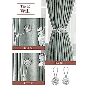 Shinowa 2-Pack Magnetic Curtain Tiebacks, Crystal Window Curtain Decorative Clips, No Drilling Drapery Holdbacks Flower Curtain Holder for Home Office Room Decor, 5 Petals, Silver