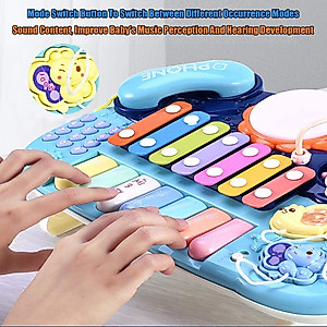 Musical Toys for Toddlers 1-3 6 in 1 Multifunction Baby Musical Toys Piano Drum Set Xylophone Bead Maze Gear Kids Phone Toys Electronic Learning Toys for Baby Infant Toddler Birthday Gifts for Kids