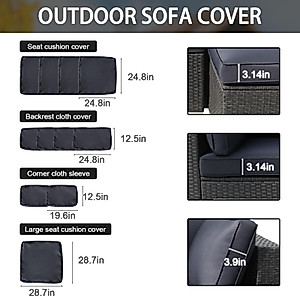 FKSLIFE Outdoor Couch Cushions Covers,11Pieces Outdoor Patio Cushion Covers Replacement Waterproof Sofa Cushions,Furniture Covers Cushion Slipcovers Set(Dark Grey)