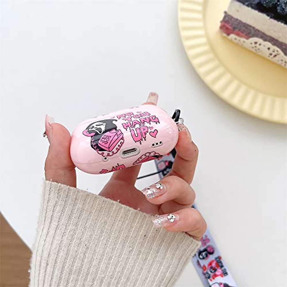 ashlvz15520 Scream Ghost Air pod pro Case/ 2nd Generation - Ghost face Air pod pro 2nd Generation Case Cover - Horror Funny Cool Case for Air Pod pro(2019) /pro 2(2022) Keychain (NO You/pro2 Pink)