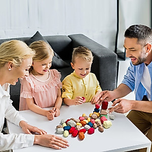 Celarlo 42 Pieces Wooden Sorting Stacking Balancing Stone Rocks Games, Wood Building Blocks Set, Educational Preschool Learning Toys, Lightweight Puzzle Set Gift for Kids