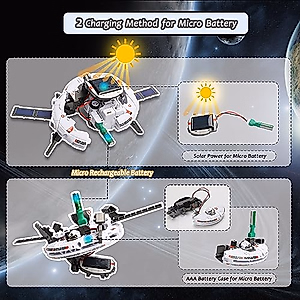 6-in-1 STEM Solar Robot Kit, Solar Robot Space Toys Building Science Kits, Educatoinal Learning Science Building Toys DIY Educational Science Kits Gift for Kids Ages 8-12(White)