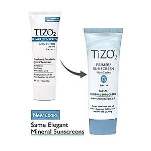 TiZO2 Facial Mineral Sunscreen and Primer, Non-tinted Broad Spectrum SPF 40 with Antioxidants, Sheer matte finish, Fragrance-Free, Oil-Free, Dermatologist-recommended, PA++++ 1.75 oz