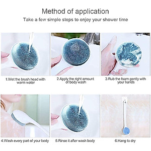 V-TOP 20 Pack Toothbrush Covers + Silcone Back Brush with Long Handle (Blue)