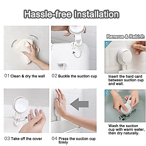 SunHorde Double Plastic Shower Caddy Suction Cup Shower Organizer Basket Bath Shelf, Strong Suction Power Bathroom Caddies with Fence Hooks, Kitchen Rack, Waterproof, Reusable, for Shampoo, Gel